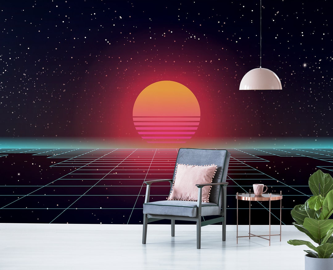 Retro Space Wallpaper '80s Style, Self Adhesive, Peel and Stick Wall ...