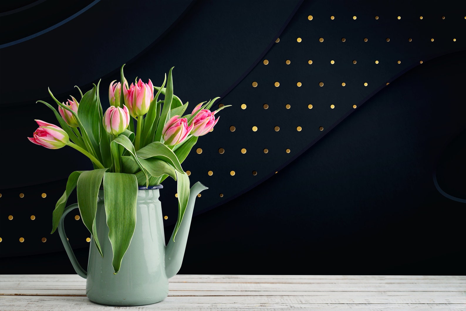 Navy Abstract Wallpaper With Dots, Self Adhesive, Peel and Stick Wall ...