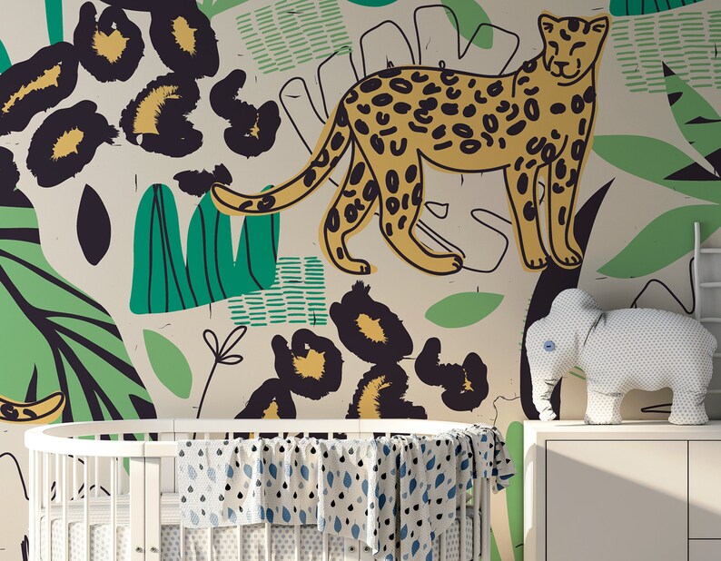 Jungle Wallpaper With Leopard Pattern for Kids Self - Etsy