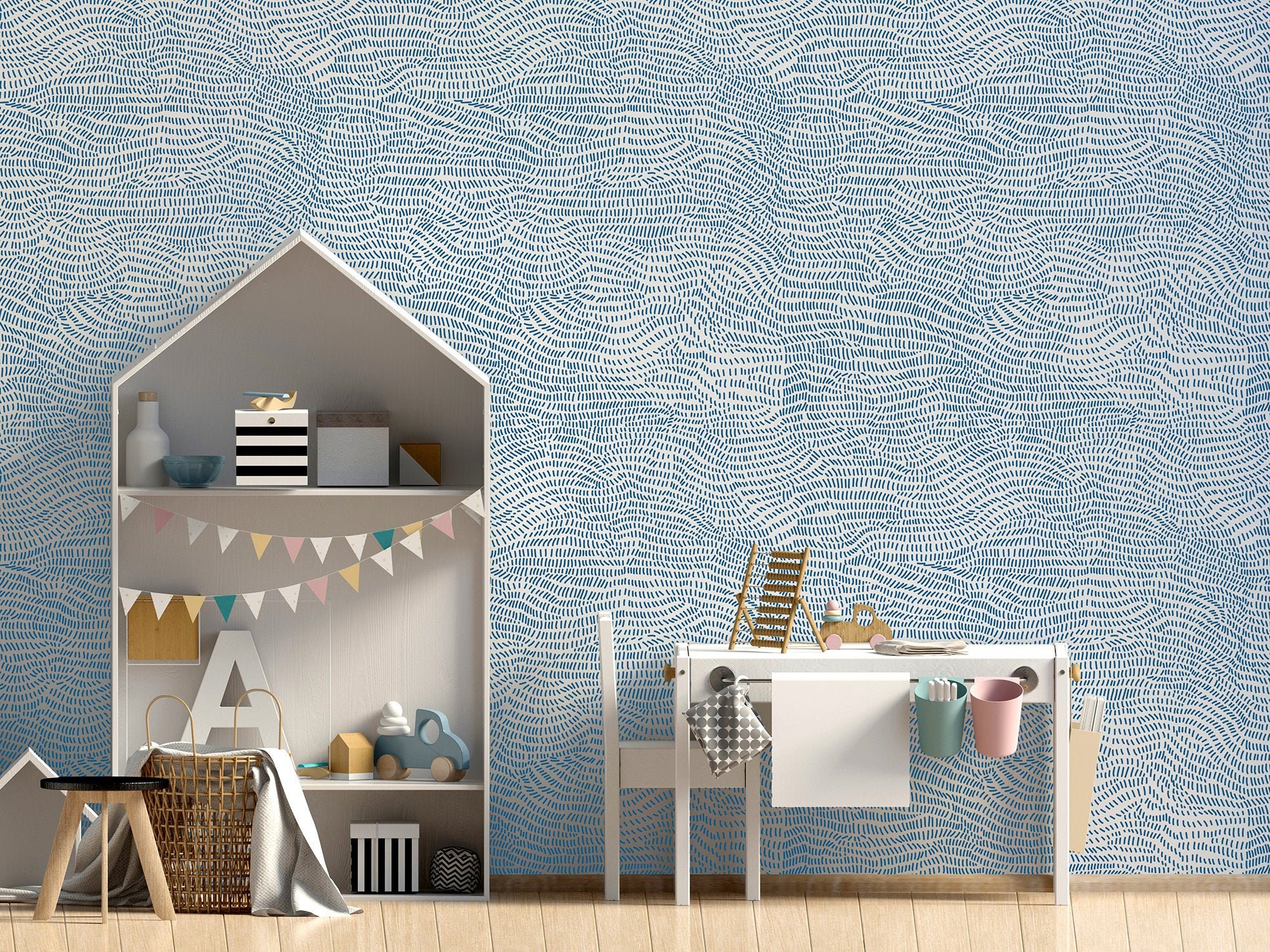 Blue Line Pattern Wallpaper for Kids Self Adhesive Peel - Etsy