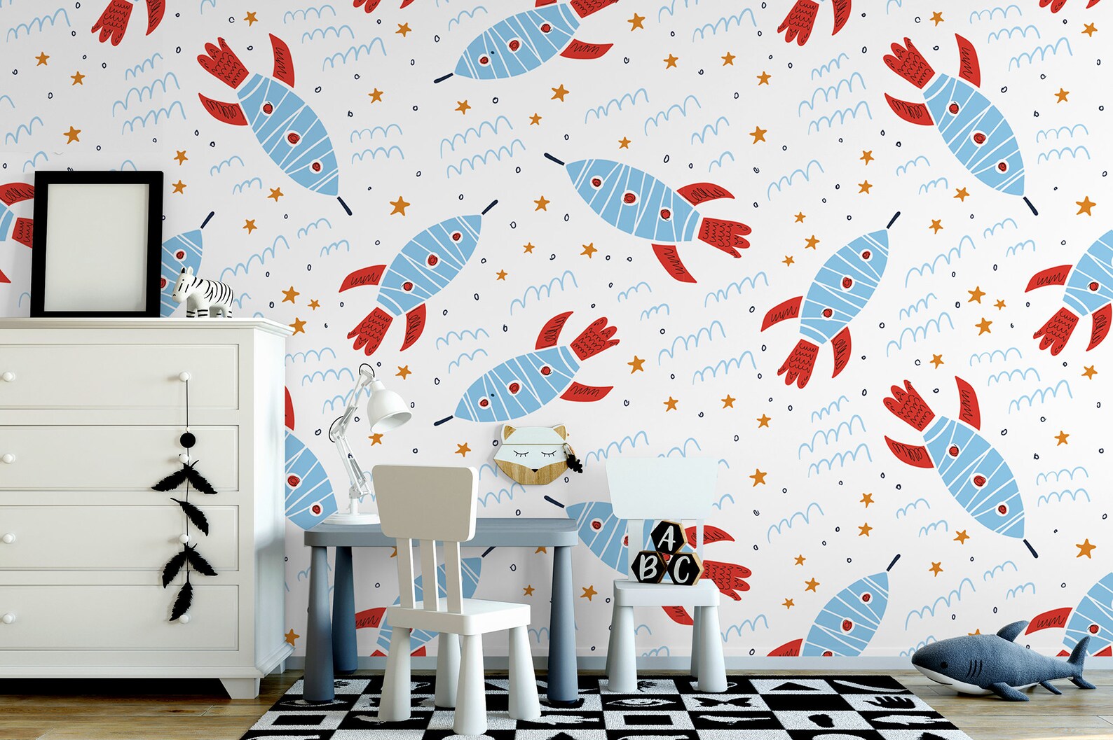 Rocket Pattern Wallpaper for Kids Self Adhesive Peel and - Etsy