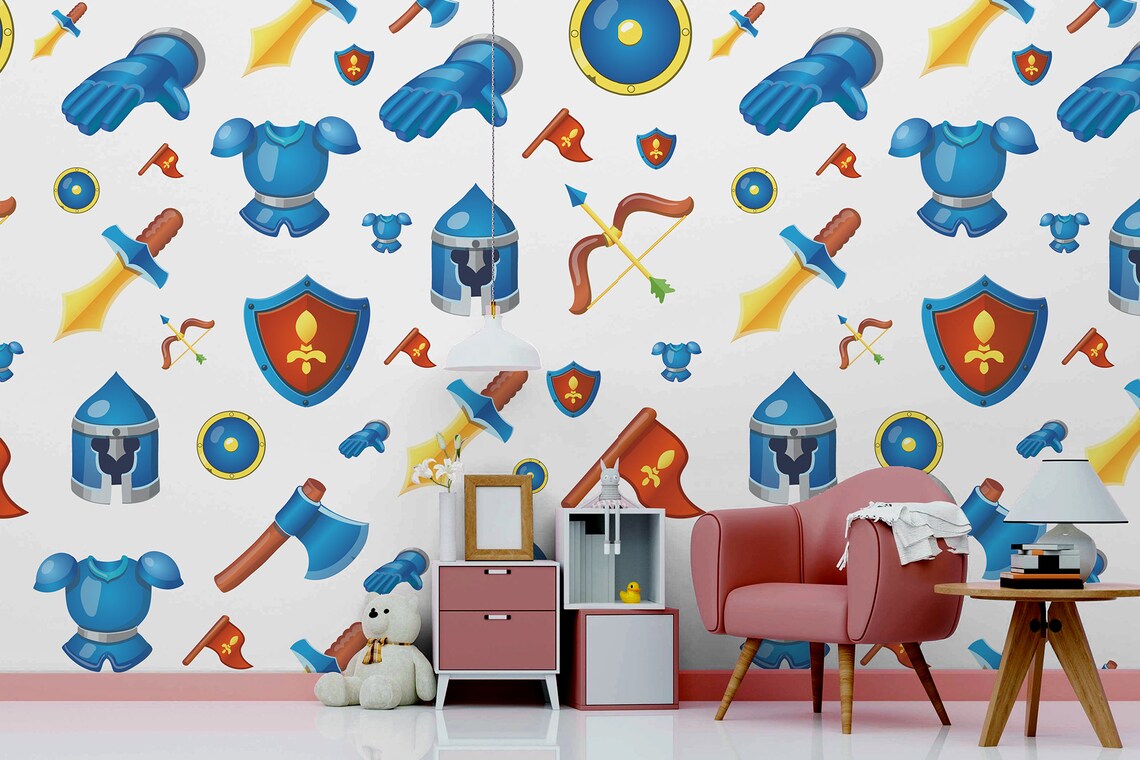 Medieval Armory Pattern Wallpaper for Kids Self Adhesive - Etsy