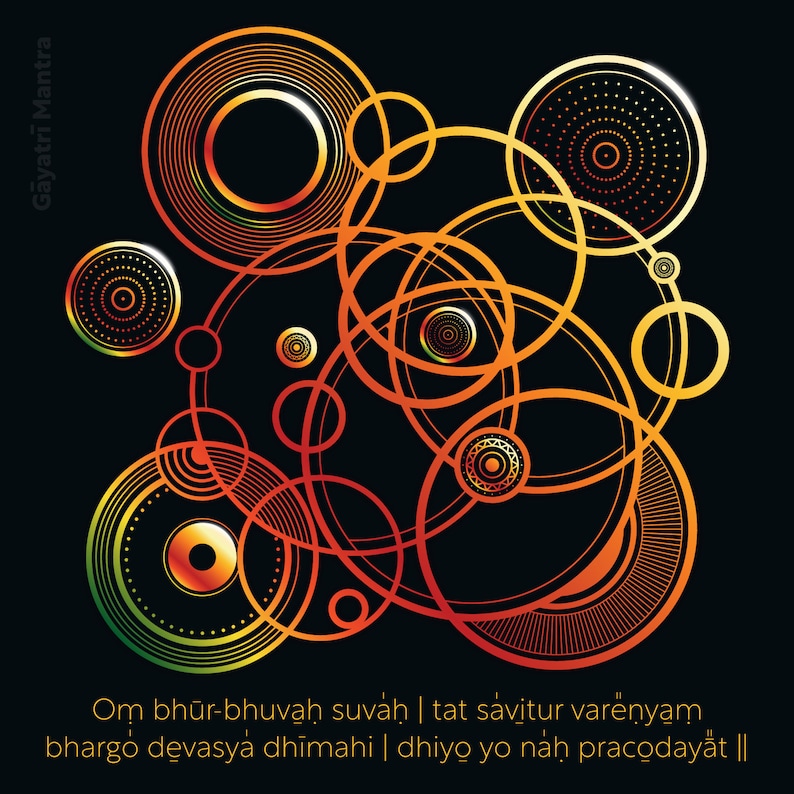 Gayatri Mantra Poster Lava Colors Savitri Sacred Preyer - Etsy