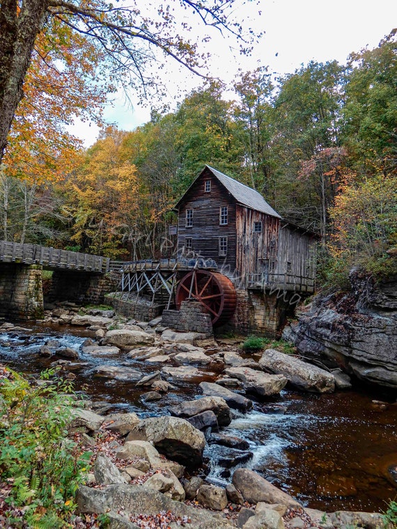 Fall Autumn Old Grist Mill Digital Photo Instant | Etsy