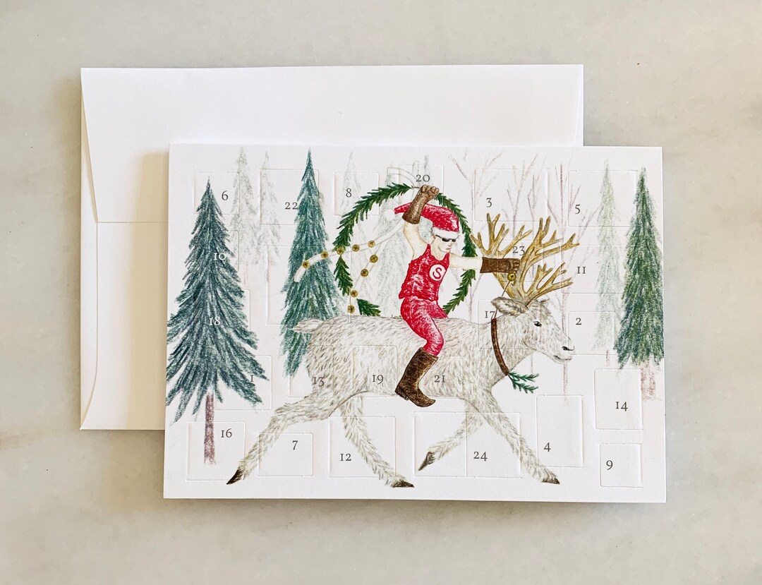 Reindeer Rider Advent Card - Etsy