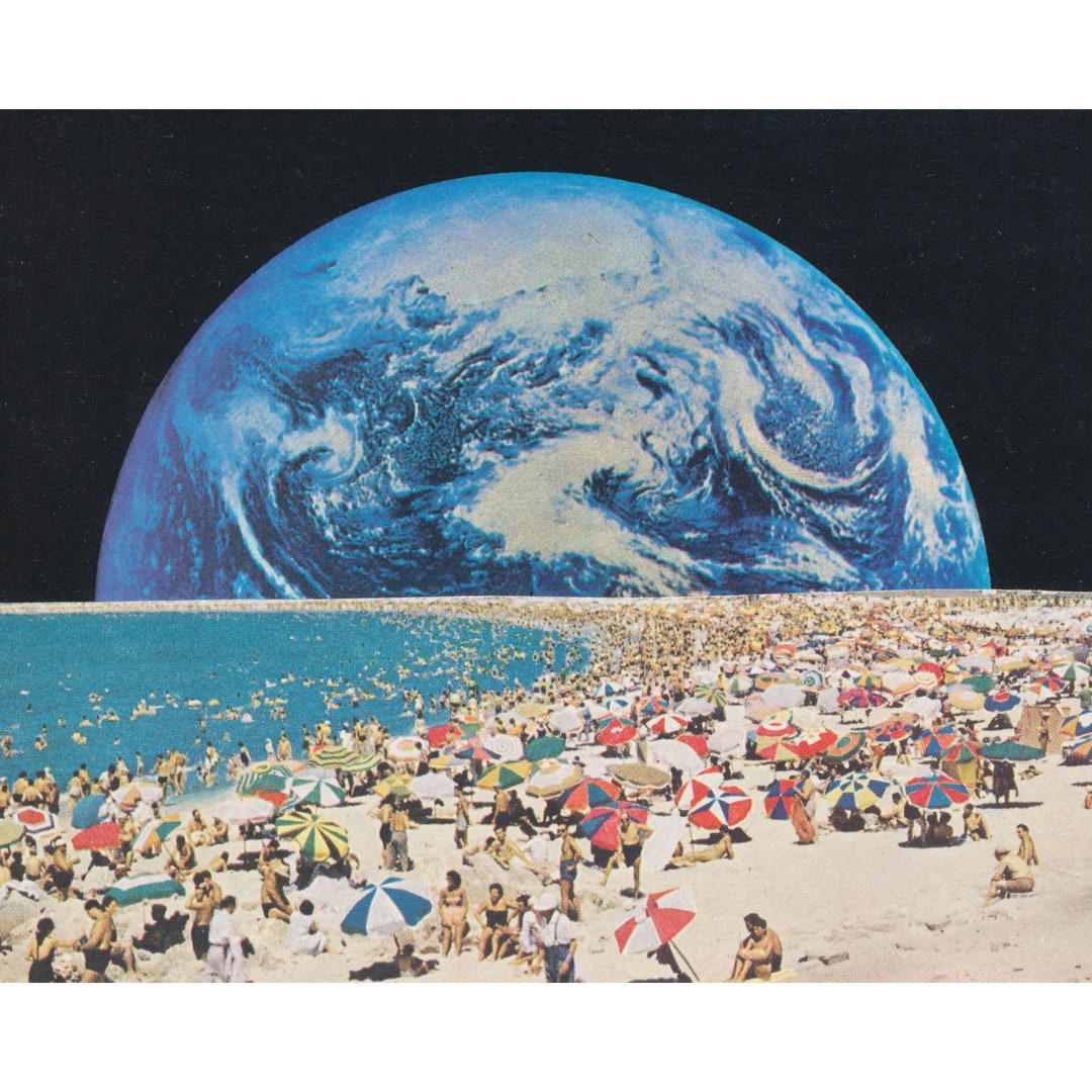 The Beach - Collage Art Print - Etsy