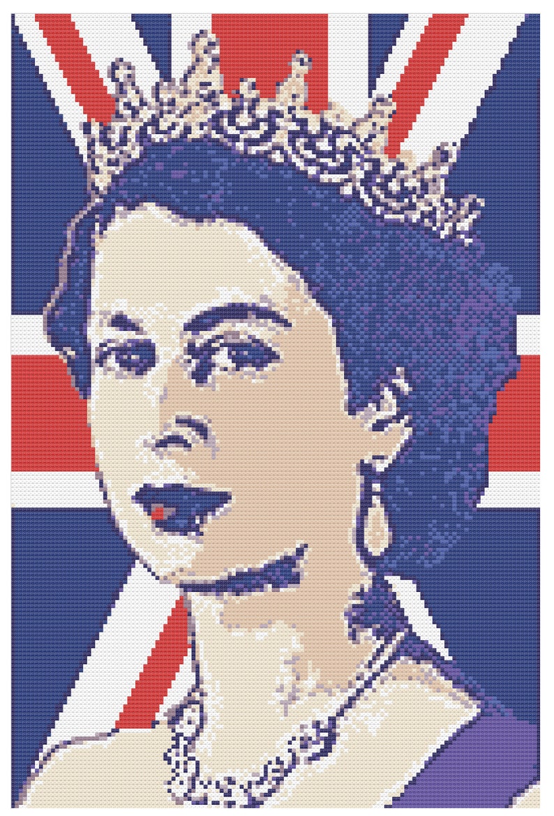 Beldardesigns 14CT Cross Stitch RETRO Queen Elizabeth II - Etsy