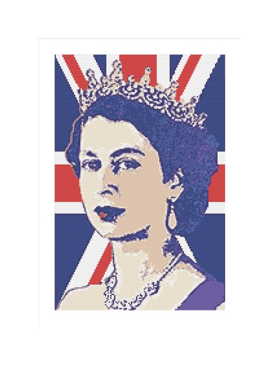 Beldardesigns RETRO Queen Elizabeth II Cross Stitch Kit 14ct - Etsy