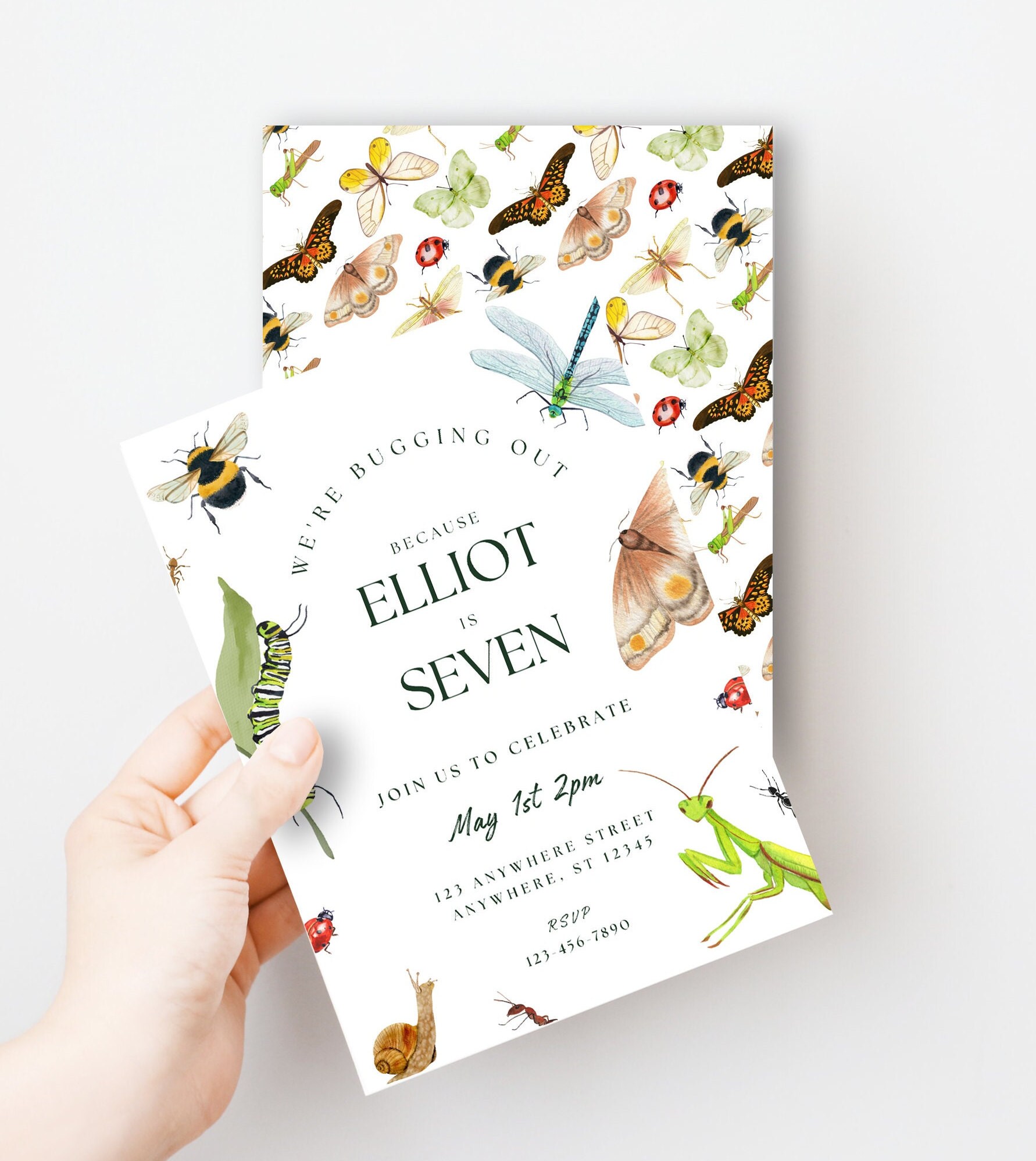 EDITABLE Bug Lover Birthday Invite, Cute Kids Bug Birthday, Insect ...