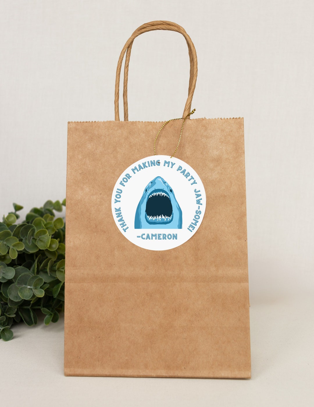 EDITABLE Shark Birthday Theme Gift Bag Tags, Thank You Tag, Cool Kids ...