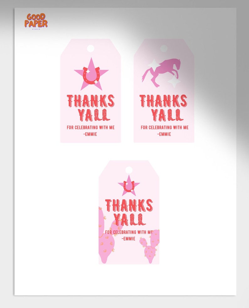 EDITABLE Howdy Ya'll Western Birthday Theme Gift Tags My - Etsy