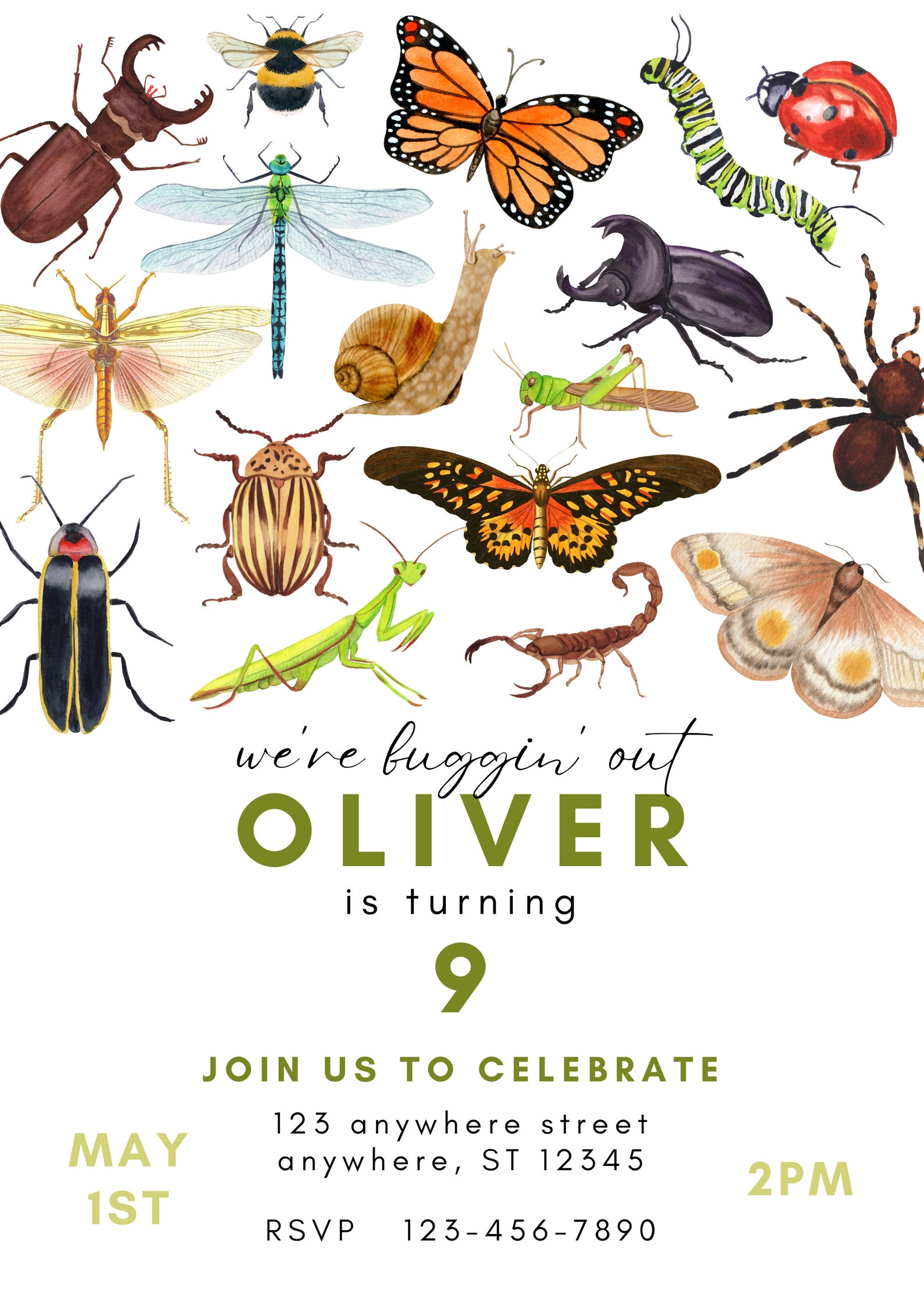 EDITABLE Bug Lovers Birthday, Cool Kids Bug Invite, Insect Invite, Bugs ...