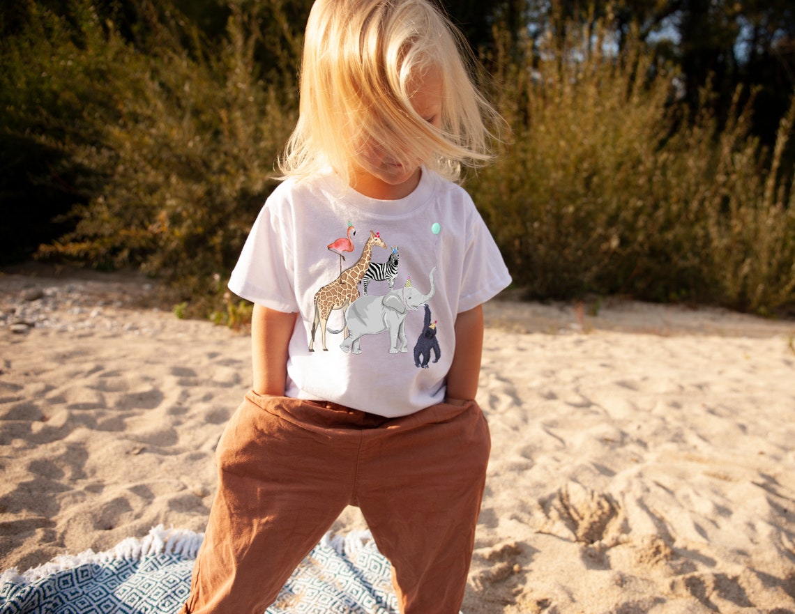 Party Animals Cute Kids Tee, Zoo Animals Tee, Cool Kids Shirt, Cute ...