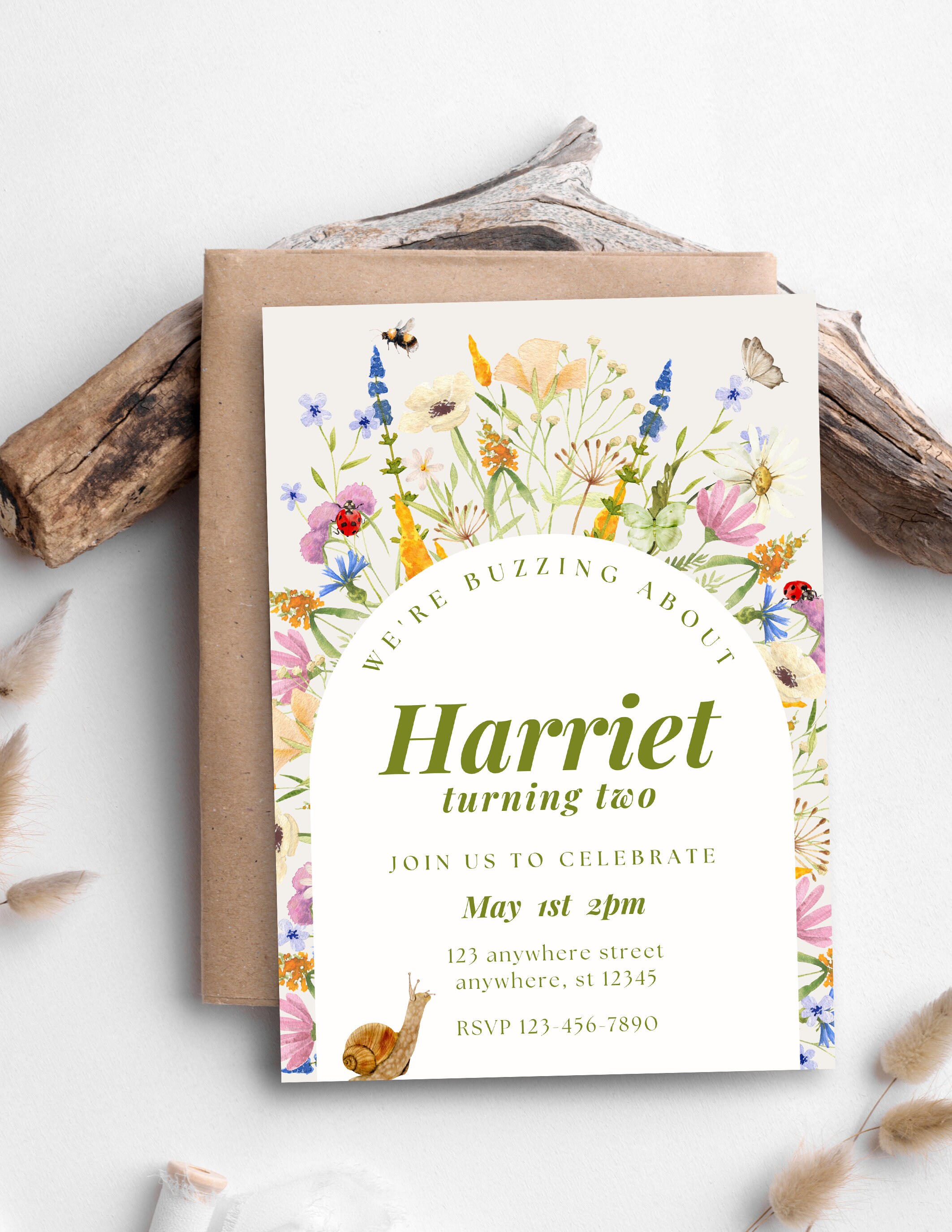 EDITABLE Bug Birthday Theme, Garden Party Invite, Cute Girls Garden ...