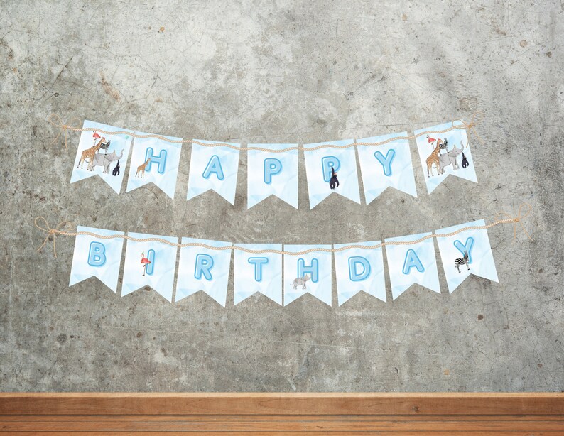 EDITABLE Party Animals HAPPY BIRTHDAY Banner, Zoo Animals Party, Cool ...