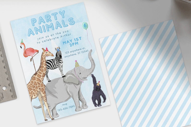 EDITABLE Party Animals Zoo Birthday Invite, Instant Digital Download ...