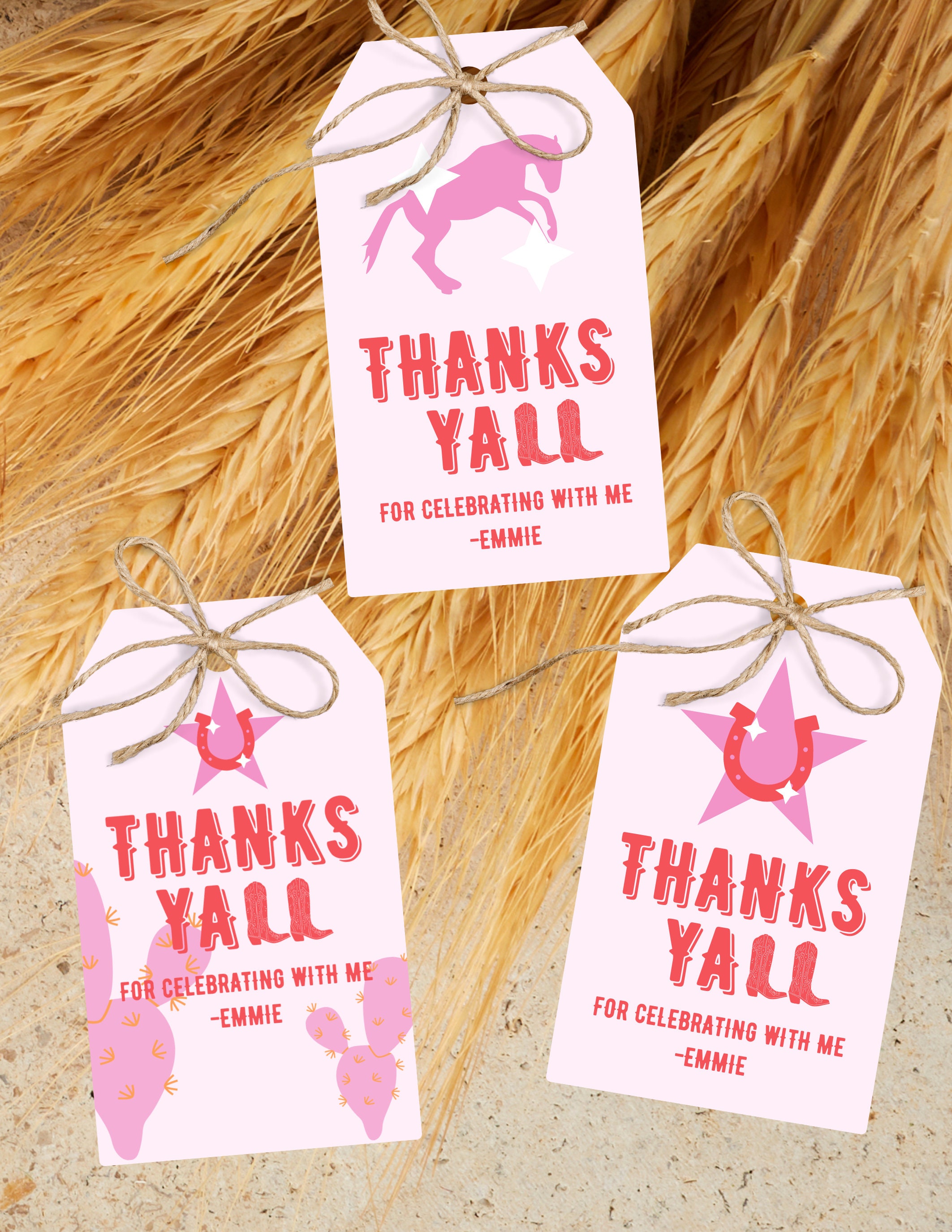 EDITABLE Howdy Ya'll Western Birthday Theme Gift Tags, My First Rodeo ...