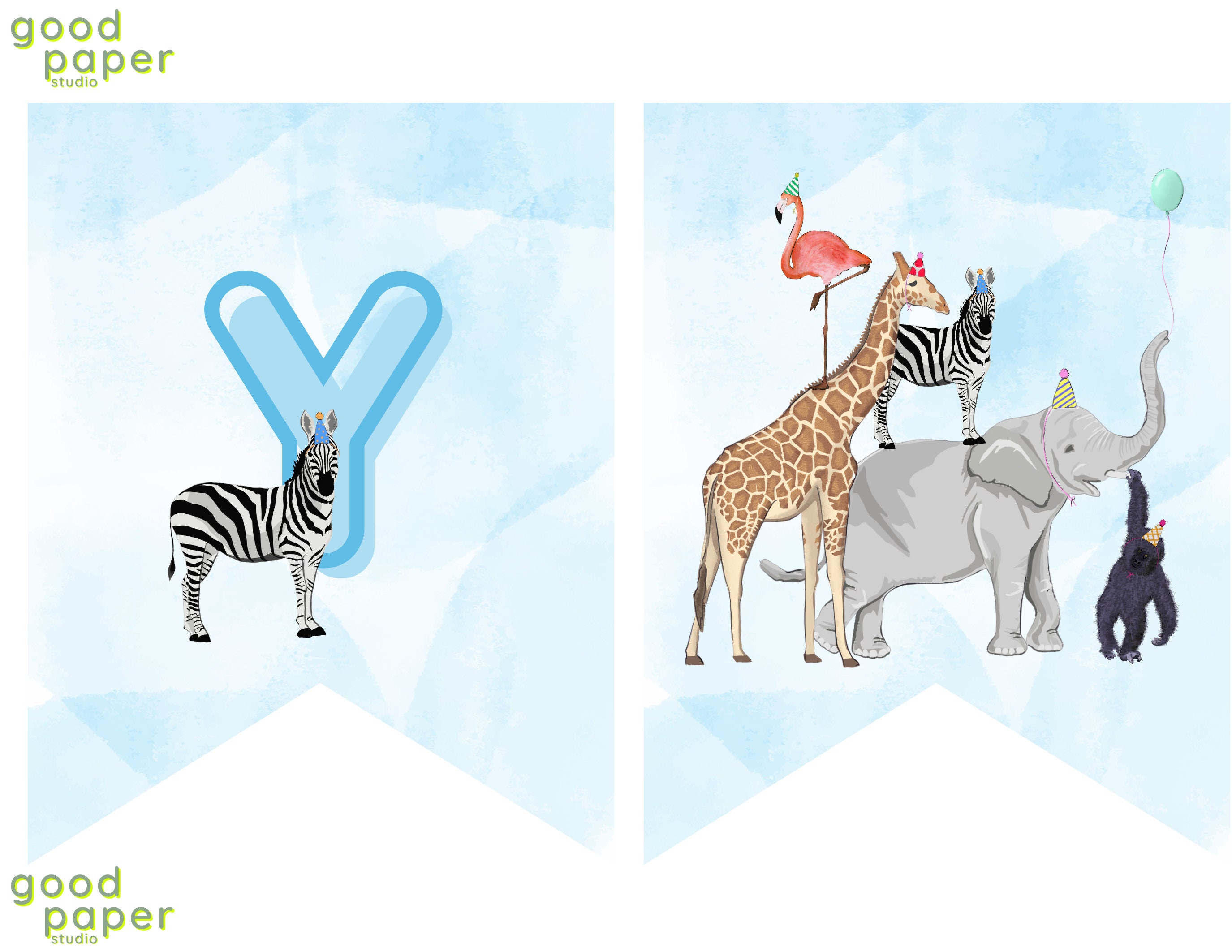 EDITABLE Party Animals HAPPY BIRTHDAY Banner, Zoo Animals Party, Cool ...