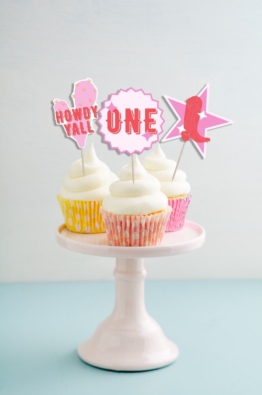 EDITABLE Howdy Ya'll Western Theme Birthday Cake Toppers, My First ...