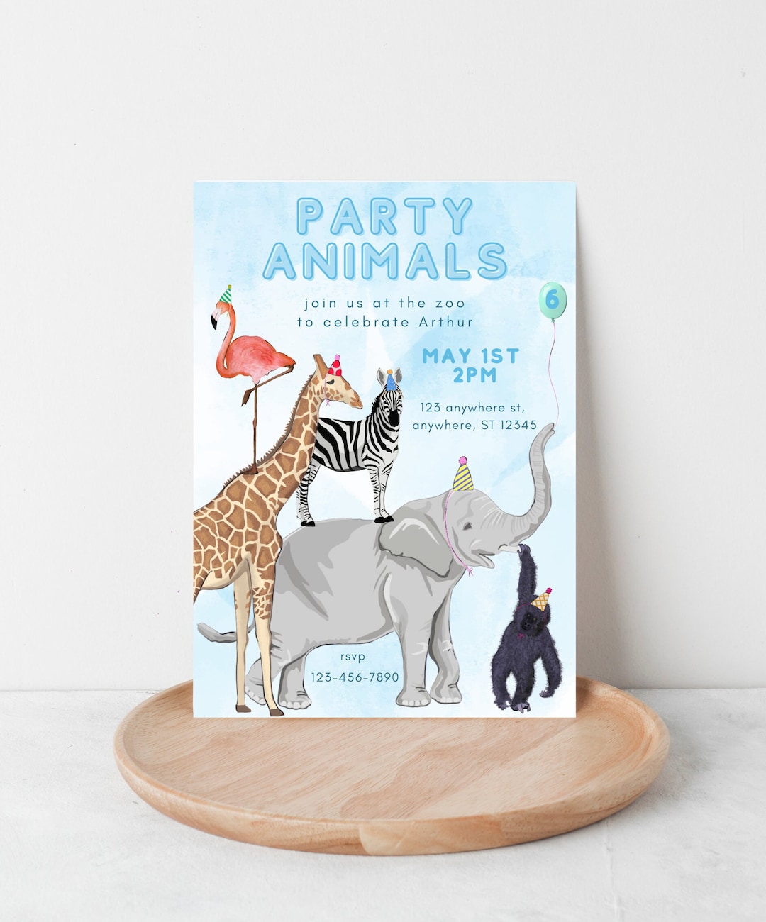 EDITABLE Party Animals Zoo Birthday Invite, Instant Digital Download ...