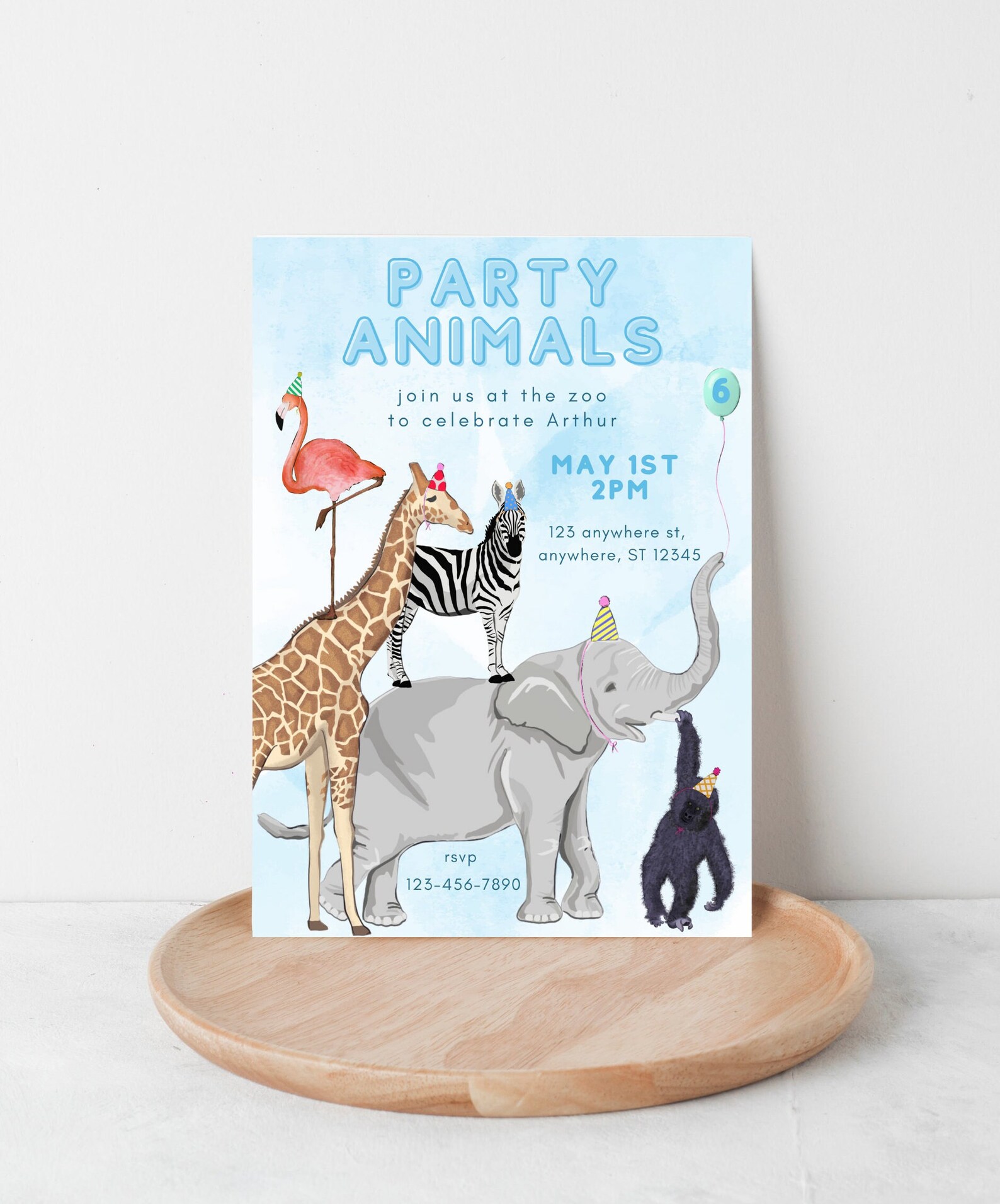 EDITABLE Party Animals Zoo Birthday Invite, Instant Digital Download ...