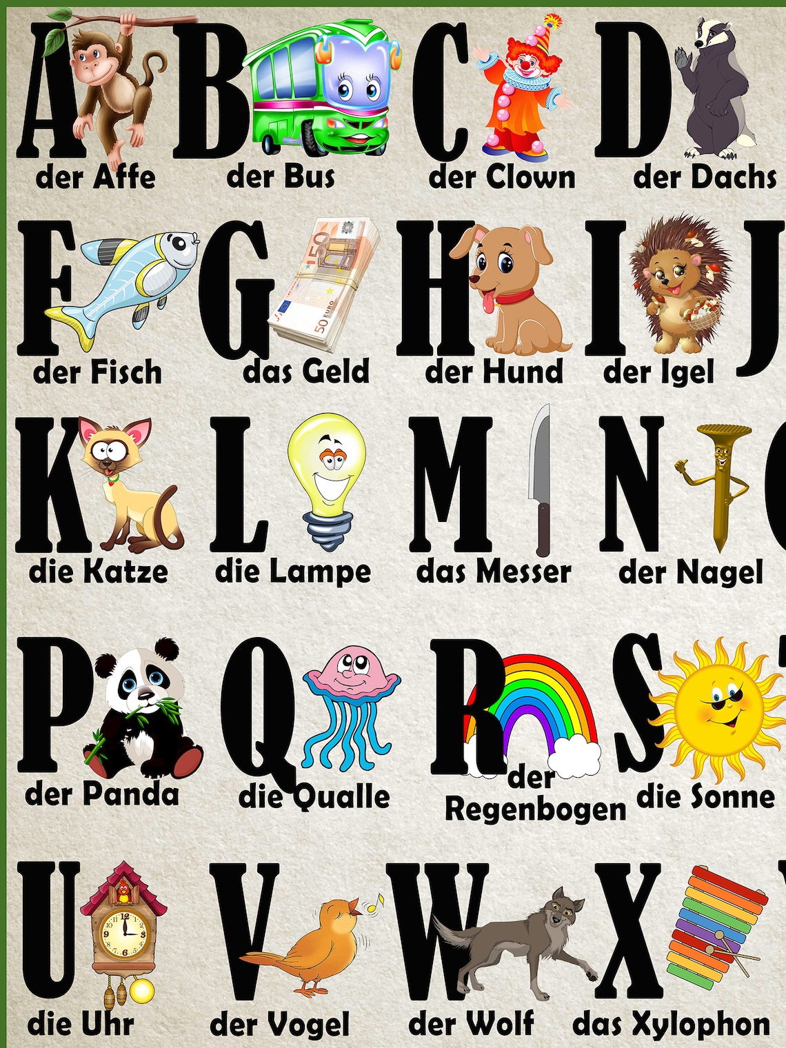 German alphabet poster ABC alphabet letters Preschool | Etsy