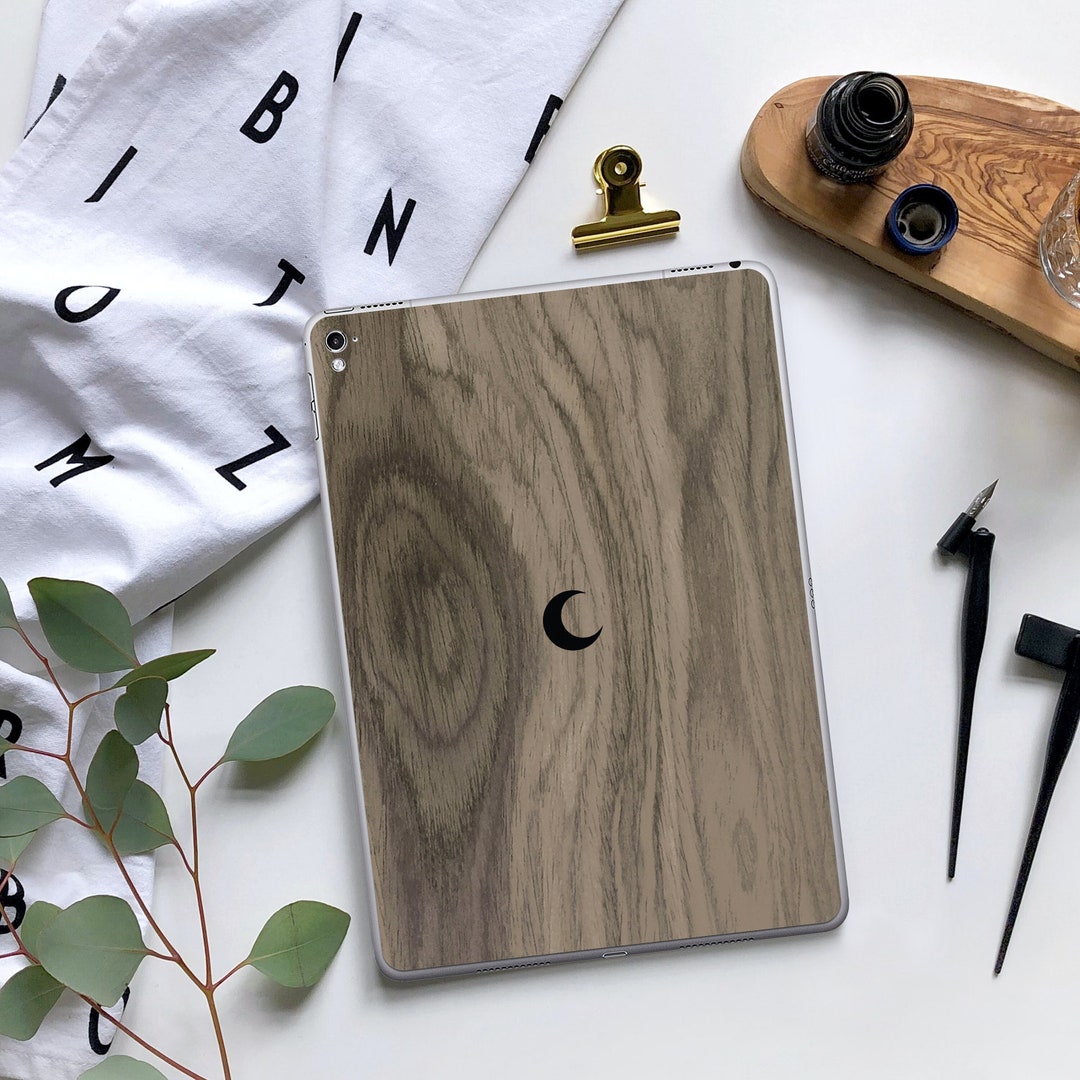 Natural WOODEN COVER Crescent Moon Logo Cut Gray Wood Walnut Skin for ...