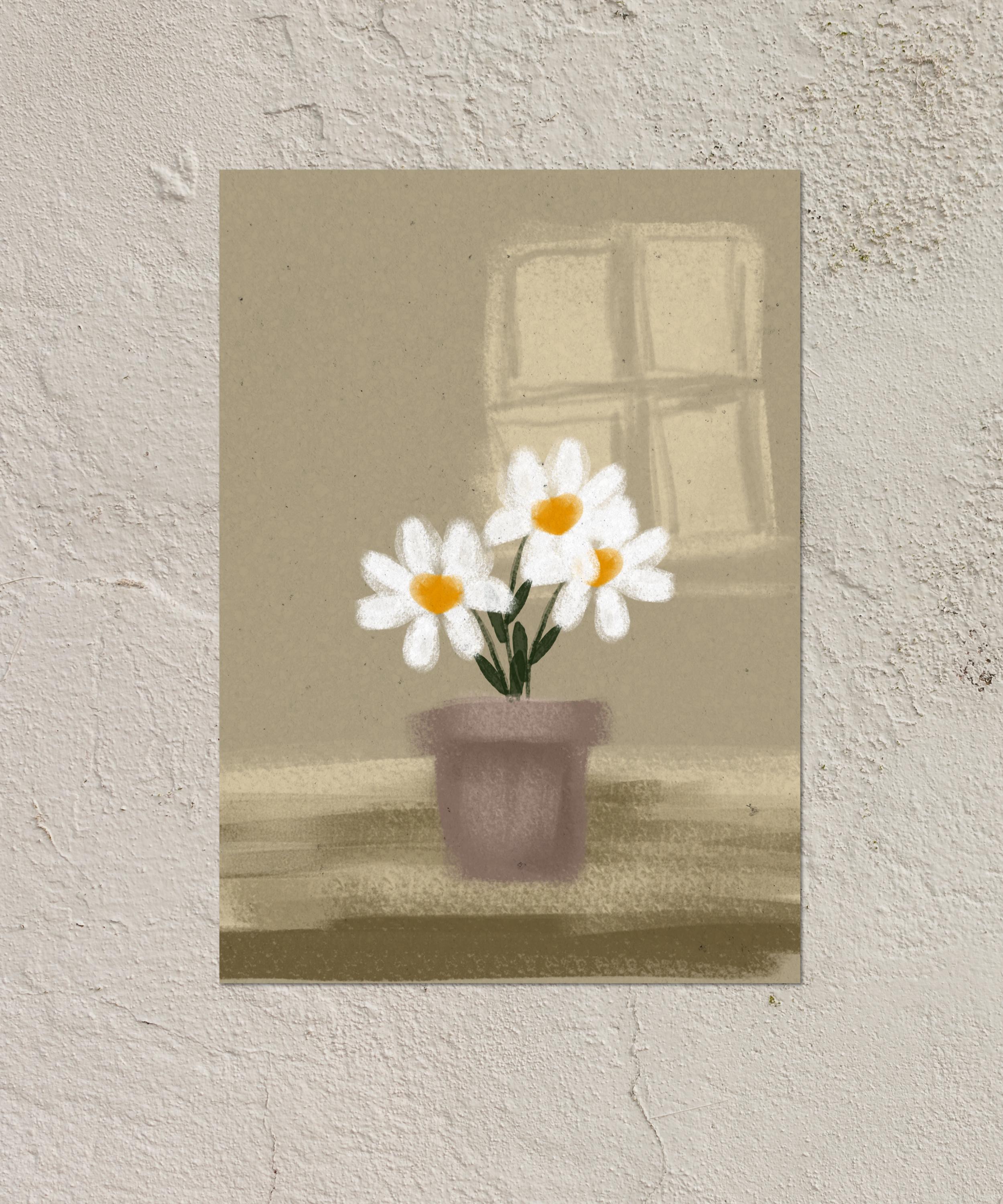 Daisy Flowers, Classic Portrait Art, Original Printable Art Hand ...