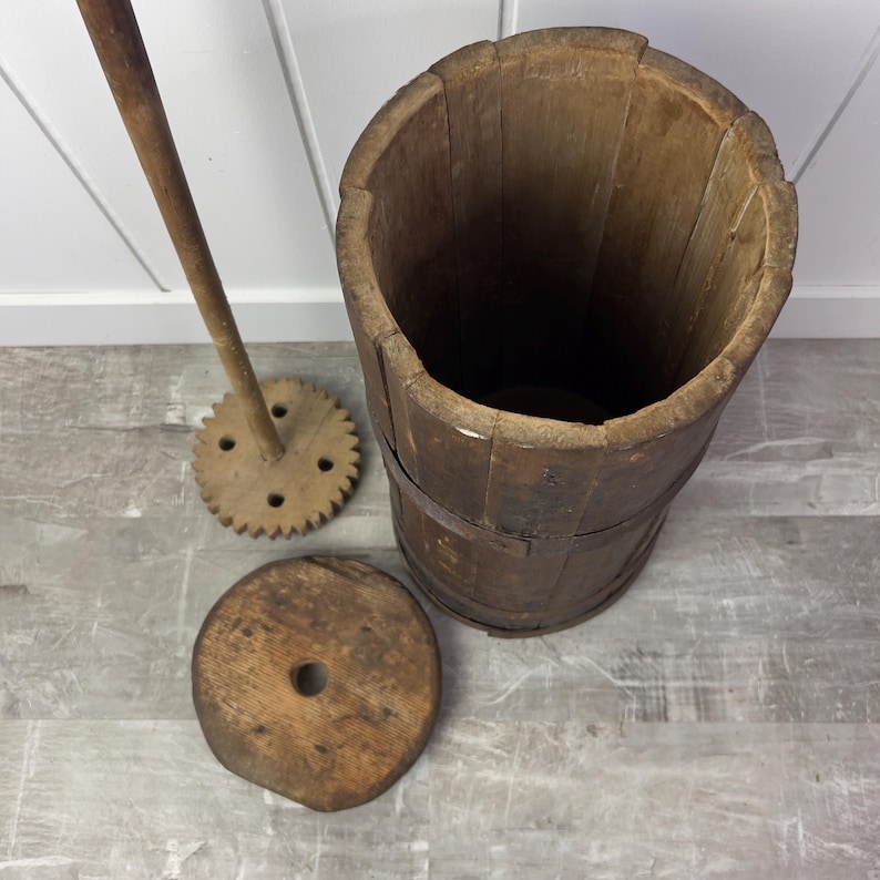 Antique Wooden Butter Churn, Farmhouse Kitchen Decor, Primitive Vessel ...