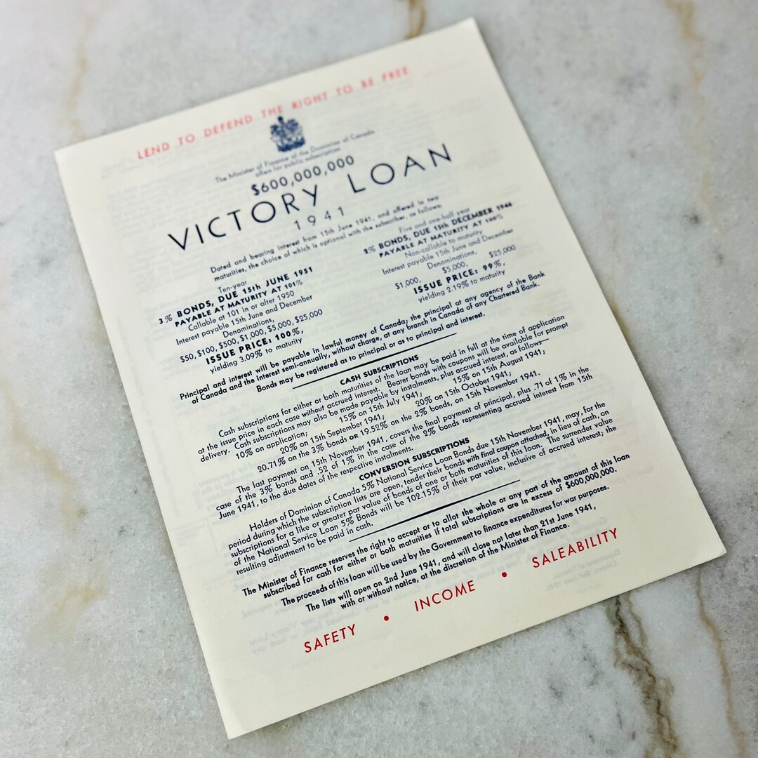 Vintage First Issue World War 2, 1941 Victory Bond Application ...