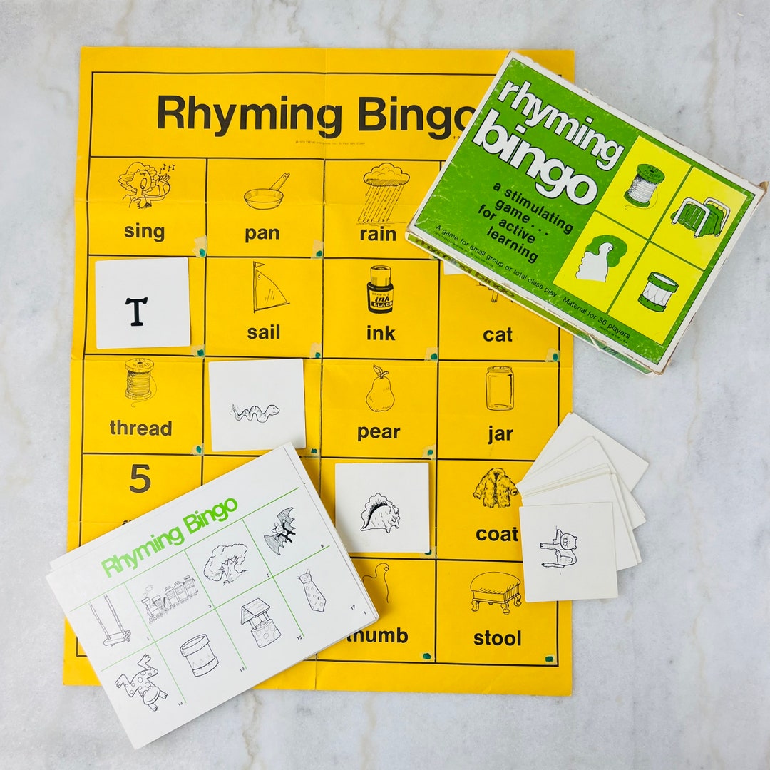 Vintage Rhyming Bingo Game, 1978, Trend Enterprises, for Classroom ...
