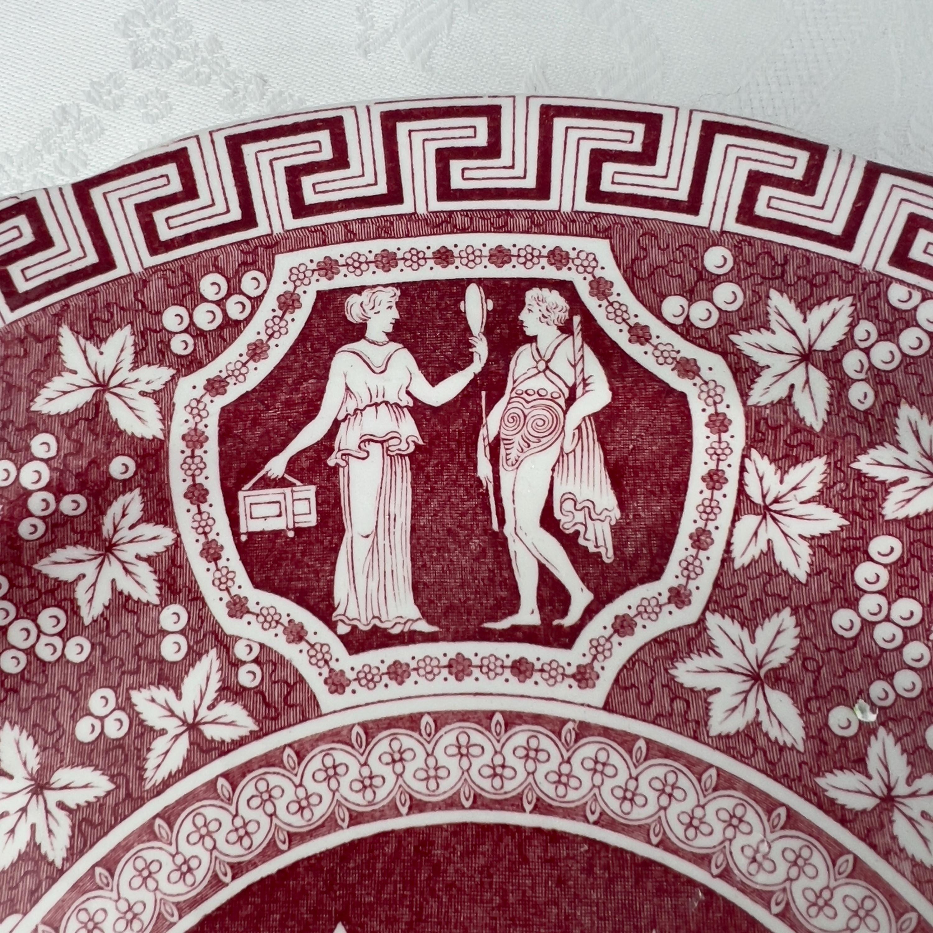 Antique Wall Plate: Copeland Spode Greek Red Plate, Neoclassical With ...