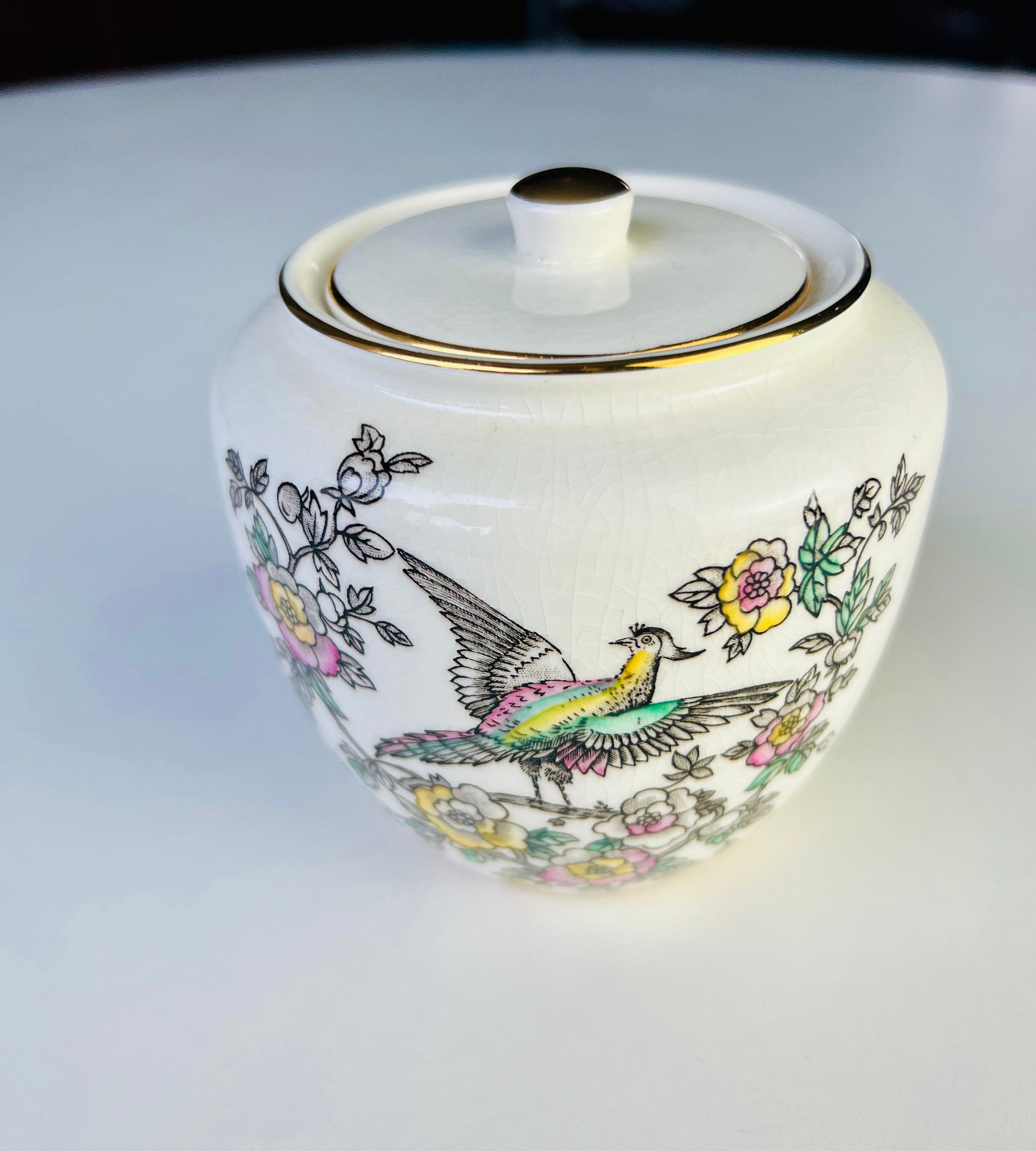 Antique Ginger Jar, Crown Devon Fielding for Fortnum and Mason, "bird ...