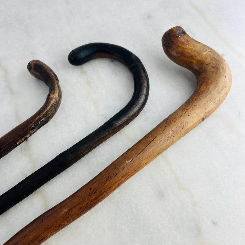 Antique Walking Sticks, Wood Crook Knobby Handle, Vintage Boho ...