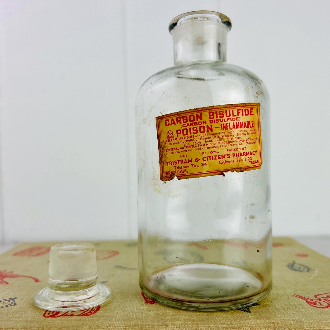 Antique 1800s Apothecary Jar With Stopper, Pharmacy Jar, Label Carbon ...