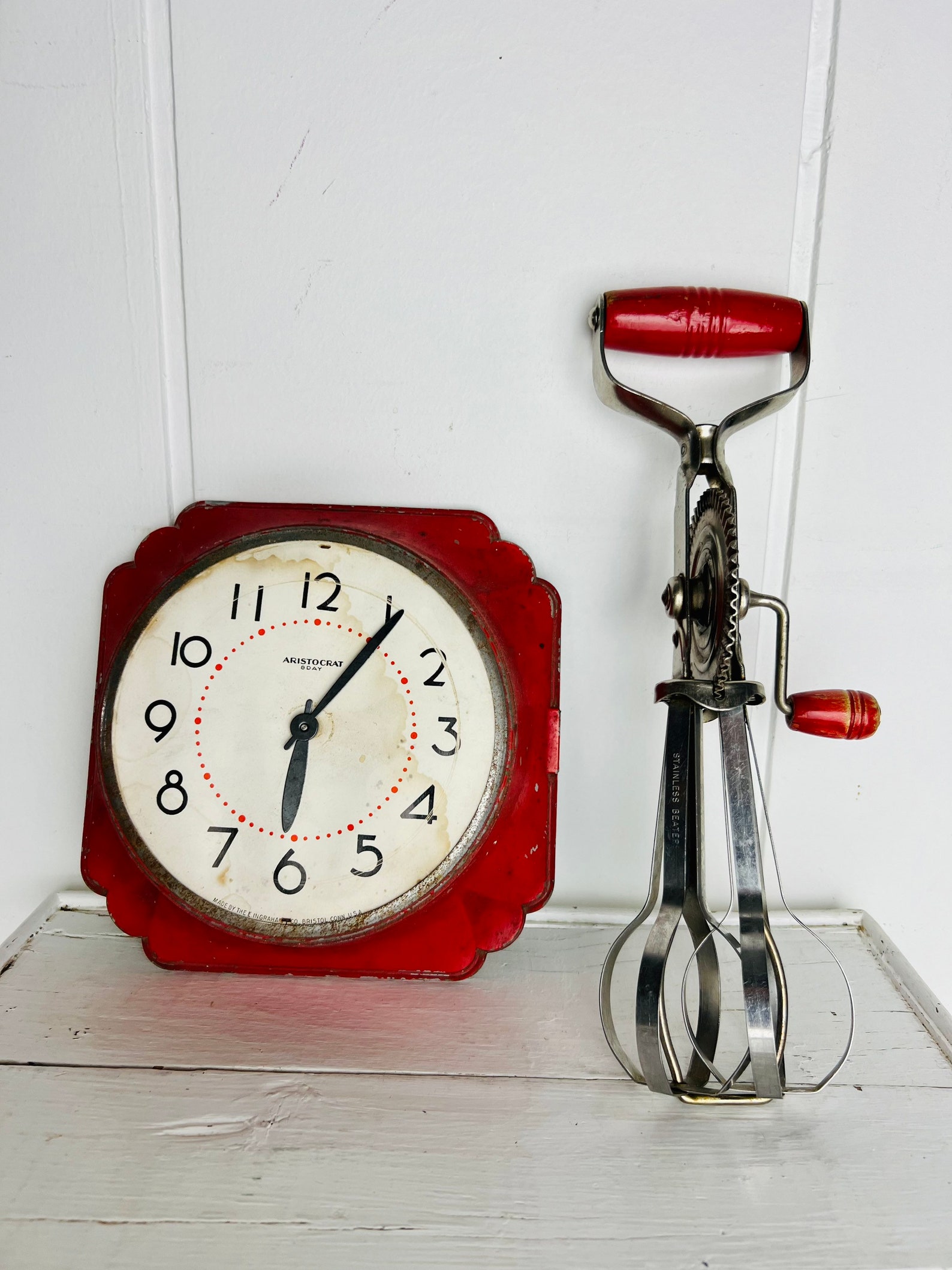 Vintage Taplin Hand Mixer, Red Wood Handle, Farmhouse Kitchen Decor - Etsy