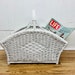 Vintage Wicker Magazine Rack Holder, Handled, White Wash, Diamond, for ...