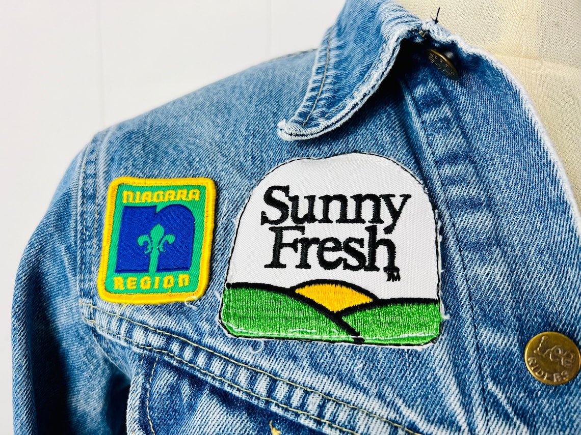Vintage Lee Denim Jacket With Patches, "sunny Fresh" One-of-a-kind - Etsy