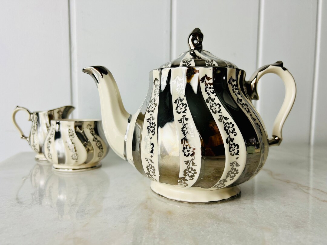 Vintage 1950s Sadler Silver Lusterware Teapot With Creamer and Sugar ...