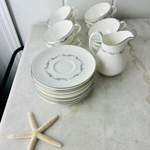 Vintage Royal Doulton Coronet Tea Set, Fine China, Silver Trim, England ...