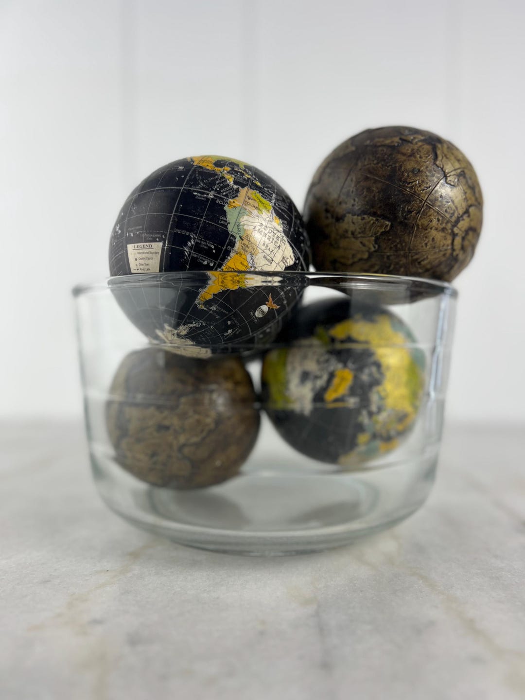 Vintage Miniature World Globe Balls, 5 Available, 3.5" or 4.25" Sold ...