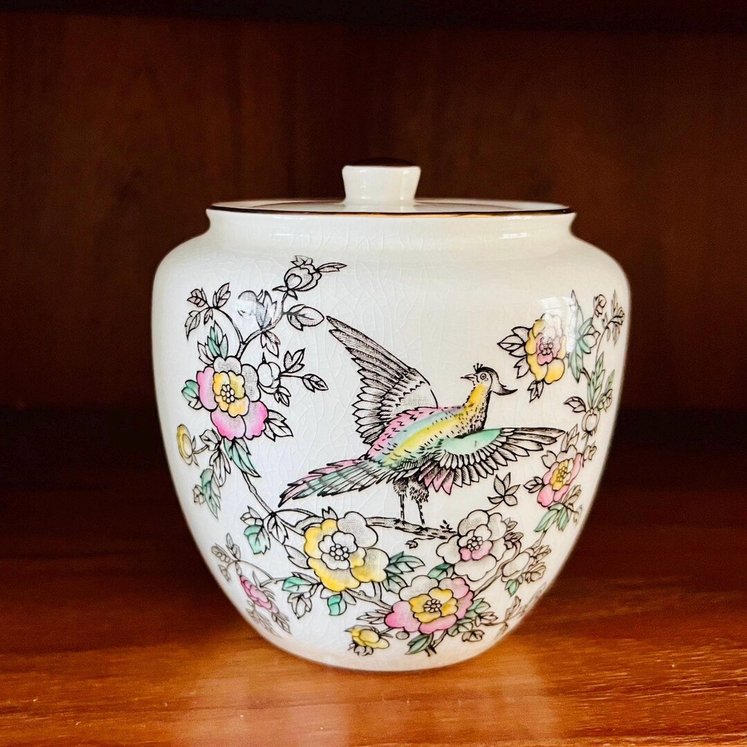 Antique Ginger Jar, Crown Devon Fielding for Fortnum and Mason, "bird ...