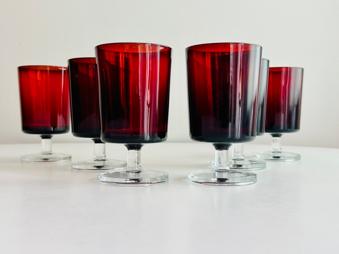 Vintage Cavalier Ruby Red Tall Glass Set of 6 by Cristal D'arques ...