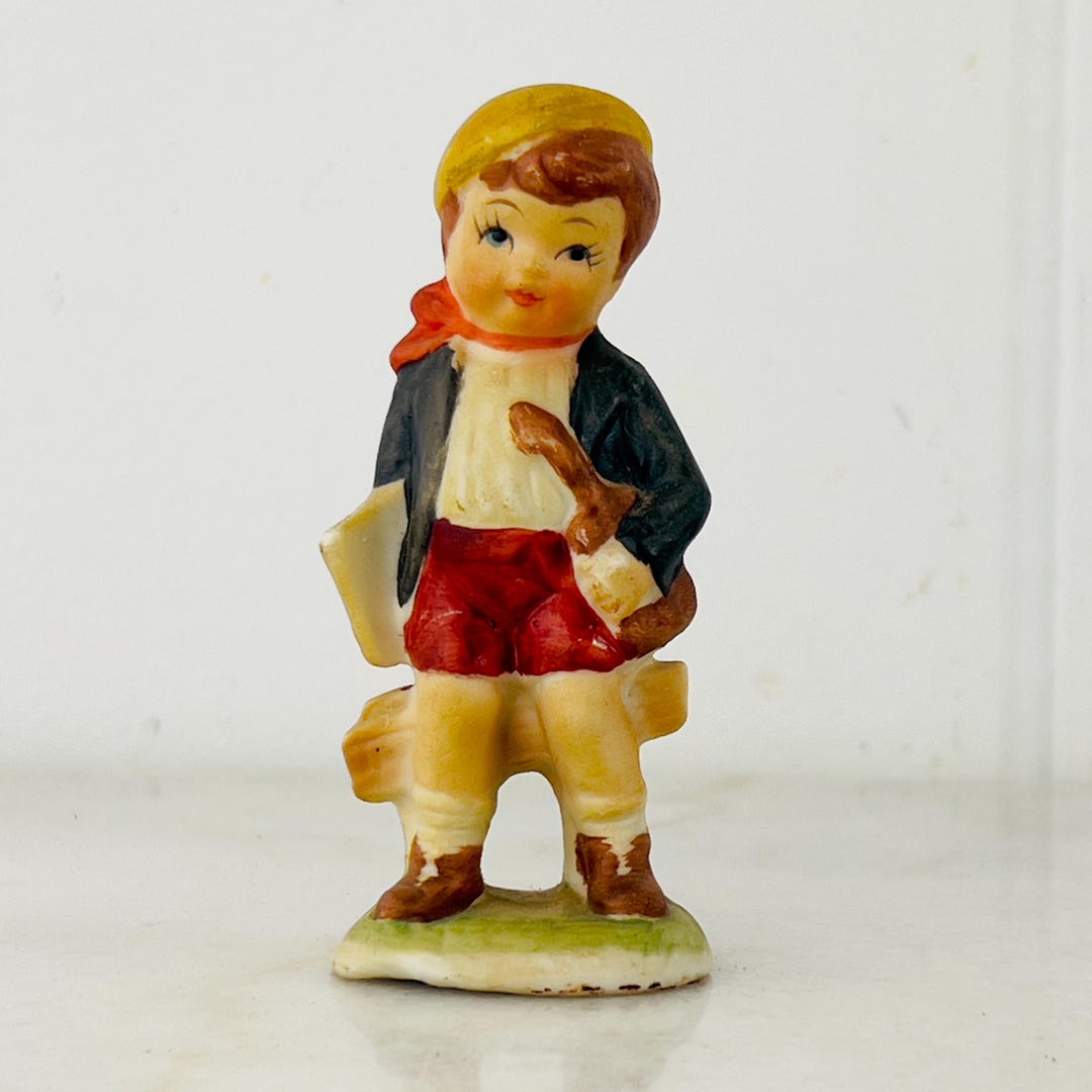 Vintage Goebel Hummel-like Figurine, Hand Painted Boy Wearing Beret and ...