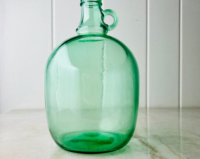 Vintage Green Glass Wine Bottle, Finger Hold Handle, Likely Carlo Rossi ...