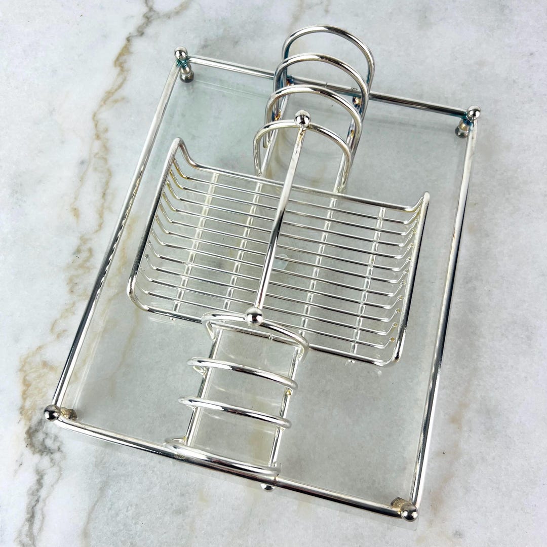 Vintage Silverware Caddy, Silverplated Metal, Plastic Caddy to Hold ...