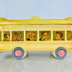 Antique Mother Goose and Friends Cookie Jar, 1940s Ceramic School Bus ...