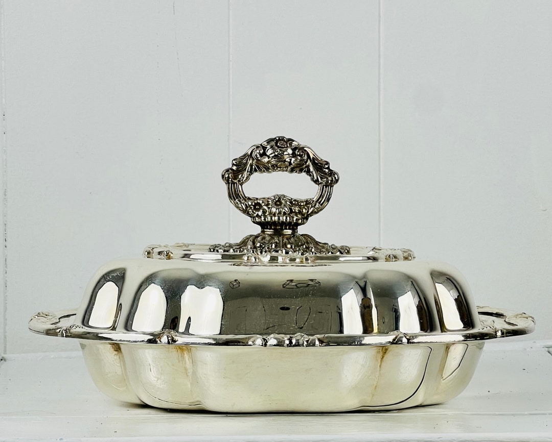 Antique 1881 Rogers Silver Dish With Lid, 1910-1920 Oval, "sp Copper ...