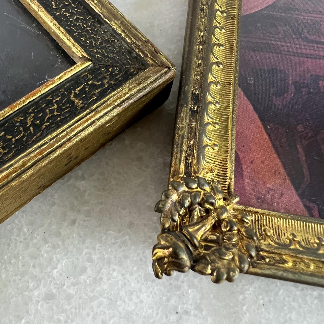 Vintage Pair of Gold Frames, Tall and Narrow, Metal With Torch Detail ...