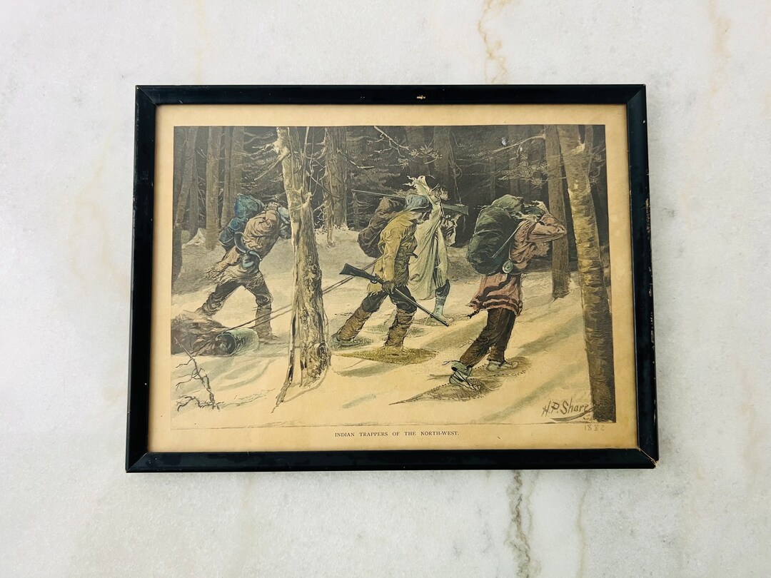 Antique Lithograph 'indian Trappers of the North-west', 1872 Print of ...